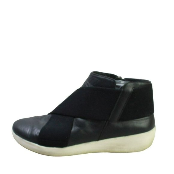 Fitflop | Shoes | Fitflop Superflex Black Leather Slip On Side Zip ...